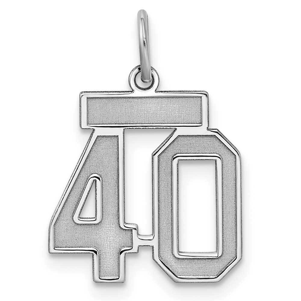 Sterling Silver Rhodium-plated Small Satin Number 40 Charm 0.6 x 0.8 in ...