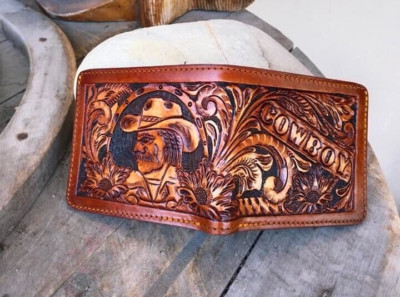Cowboy Carved Wallet Handmade Western Cowboy Wallet Mens Bifold Wallet ...