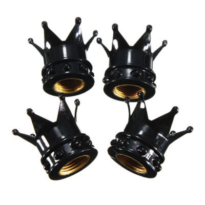 4pcs Universal Black Crown Style Car Tyre Air Valve Stems Cover Caps ...
