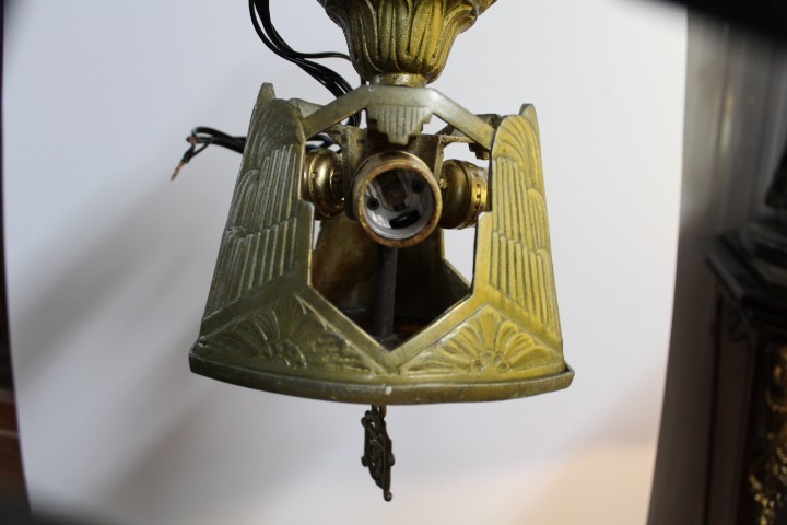 Antique Art Deco Slip Shade Light Fixture Chandelier Frame Lincoln 3 ...