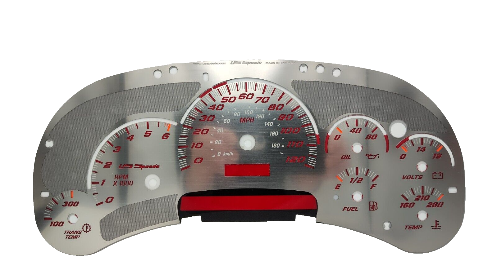 Stainless Steel Gauge Face Kit Red Text Matching Pointers GM 2003-2006 ...