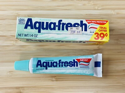 Vintage 1981 Unopened Tube Aquafresh Toothpaste Box First Year 3 ...