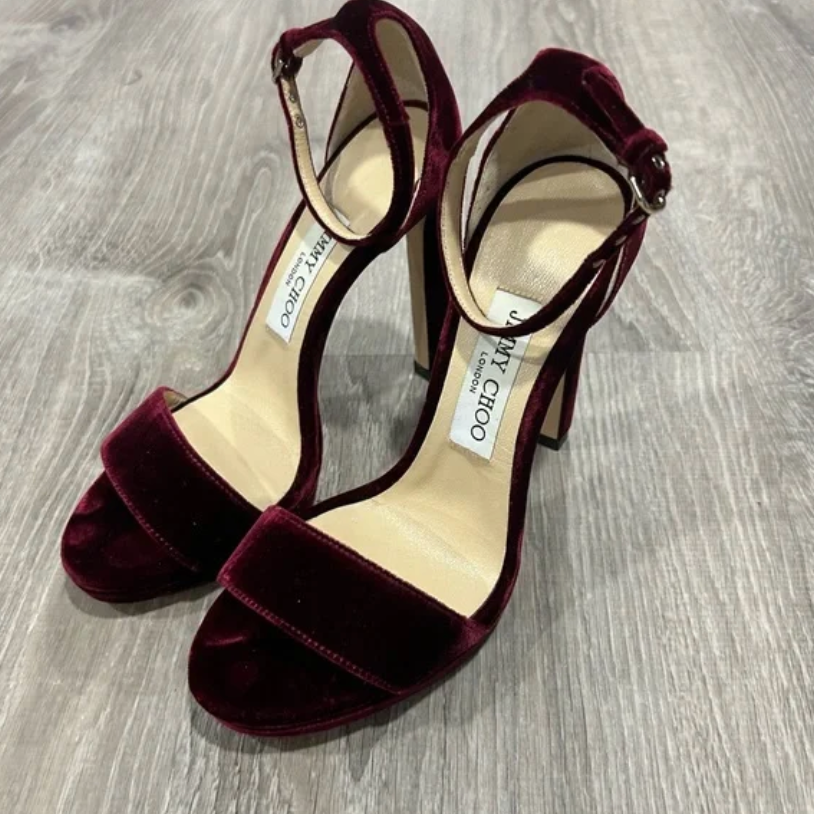 NEW Jimmy Choo Misty 120 Red Velvet Strap Heels Size 36.5 NEW Jimmy Choo Misty 120 Red Velvet Strap Heels Size 36.5