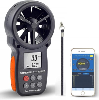 Digital Anemometer Air Flow Meter LCD Wind Speed Gauge Bluetooth APP ...