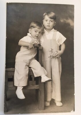 Real Photo Postcard RPPC Little boys Brothers formal sitting 1943 | eBay