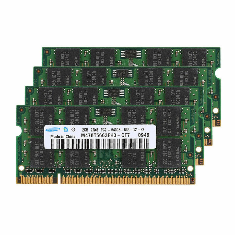 2GB DDR2 800Mhz 2Rx8 PC2-6400S 200pin 1.8V SODIMM Laptop Memory Ram Lot ...