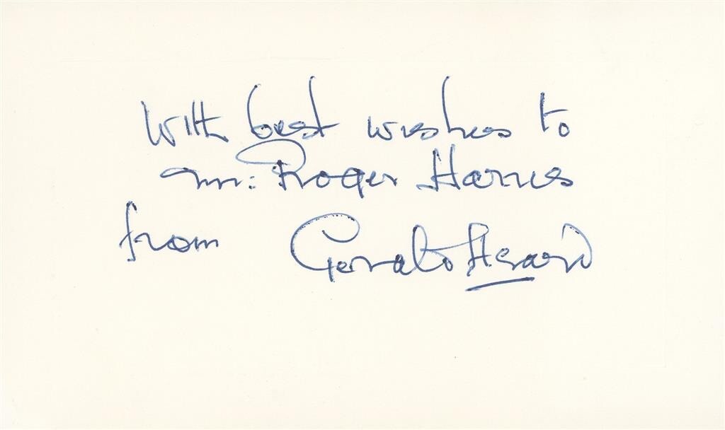 Gerald Heard- Signed Notecard (Historian) | eBay
