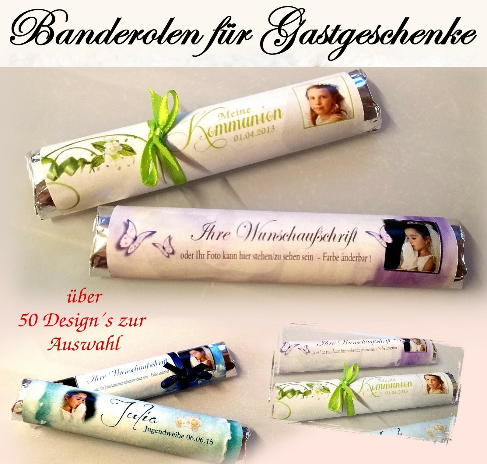 Banderole Hochlganz selbstklebend für Duplo Gastgeschenk Kommunion ...