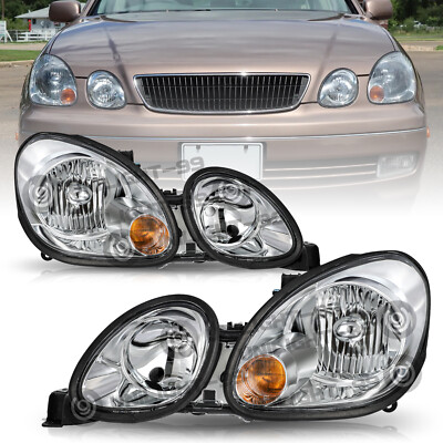 Headlights For 1998-2005 Lexus GS300 GS400 GS430 Chrome Clear Halogen ...