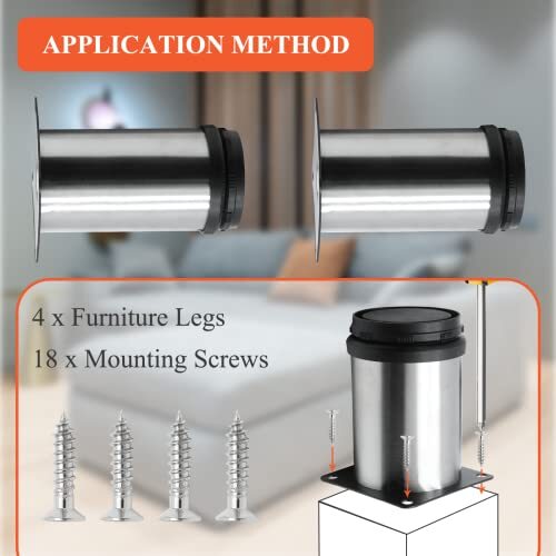 Adjustable Metal Legs 4 Inch / 100mm Stainless Steel Furniture Legs ...