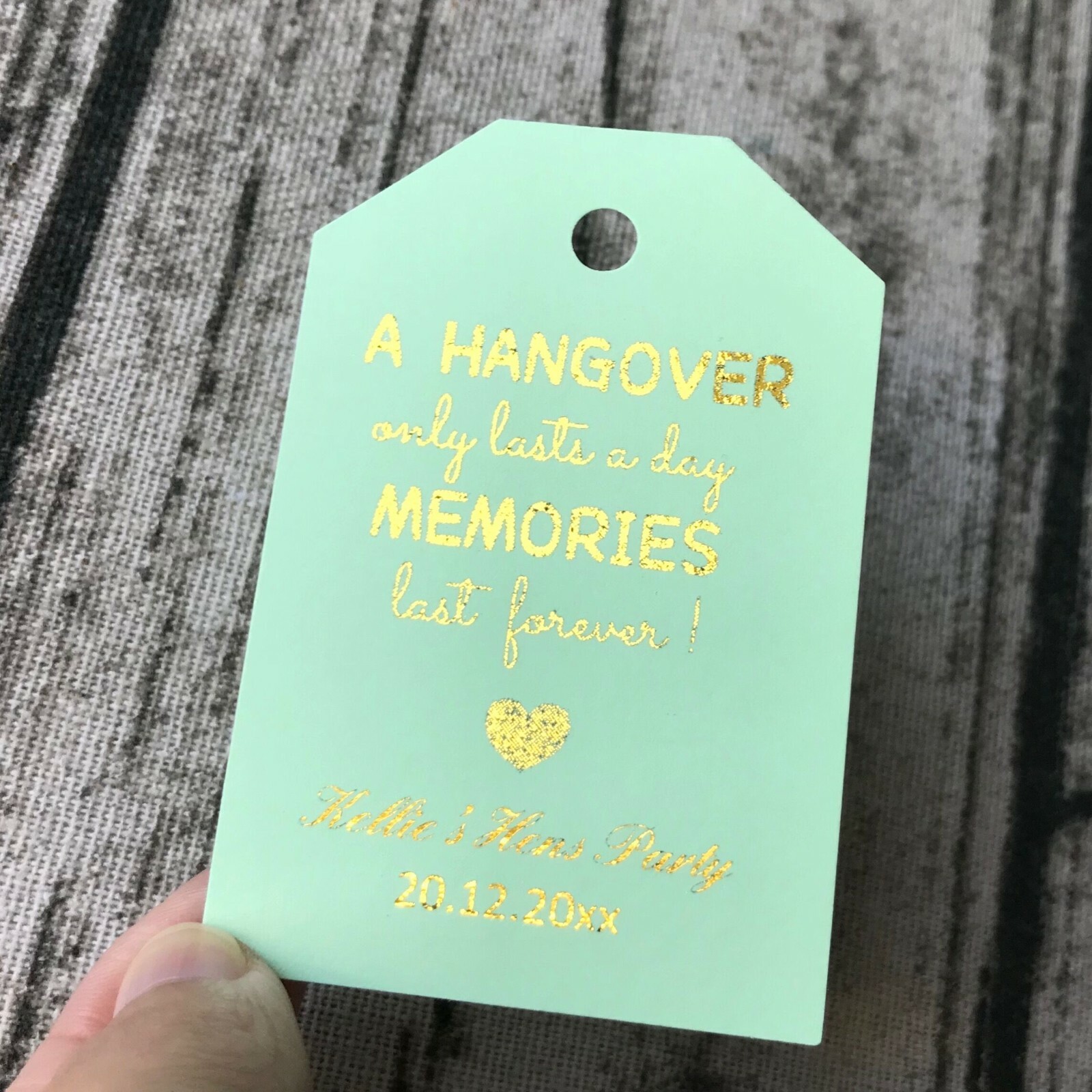 30 Gold Foil Personalized Hen Party Gift Tags Hangover Kit Tags Hens ...