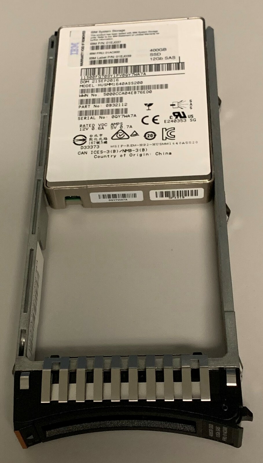 IBM 2078-AC9C V5000 Storwize 400GB SSD 2.5" 12GB SAS HDD 01AC600 ...
