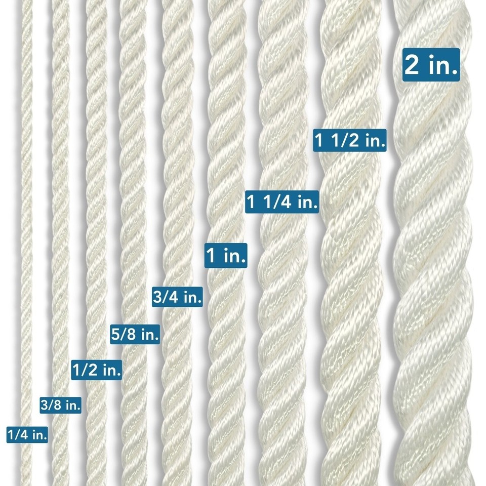 Premium 3 Strand Twisted 100% White Polyester Rope Low Stretch Outdoor ...