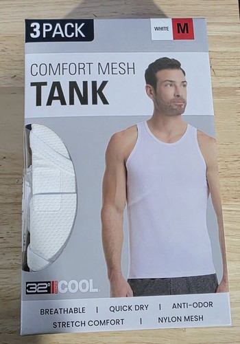 32 Degrees Cool Men's Comfort Mesh Tank, 3-Pack | White | Medium | eBay
