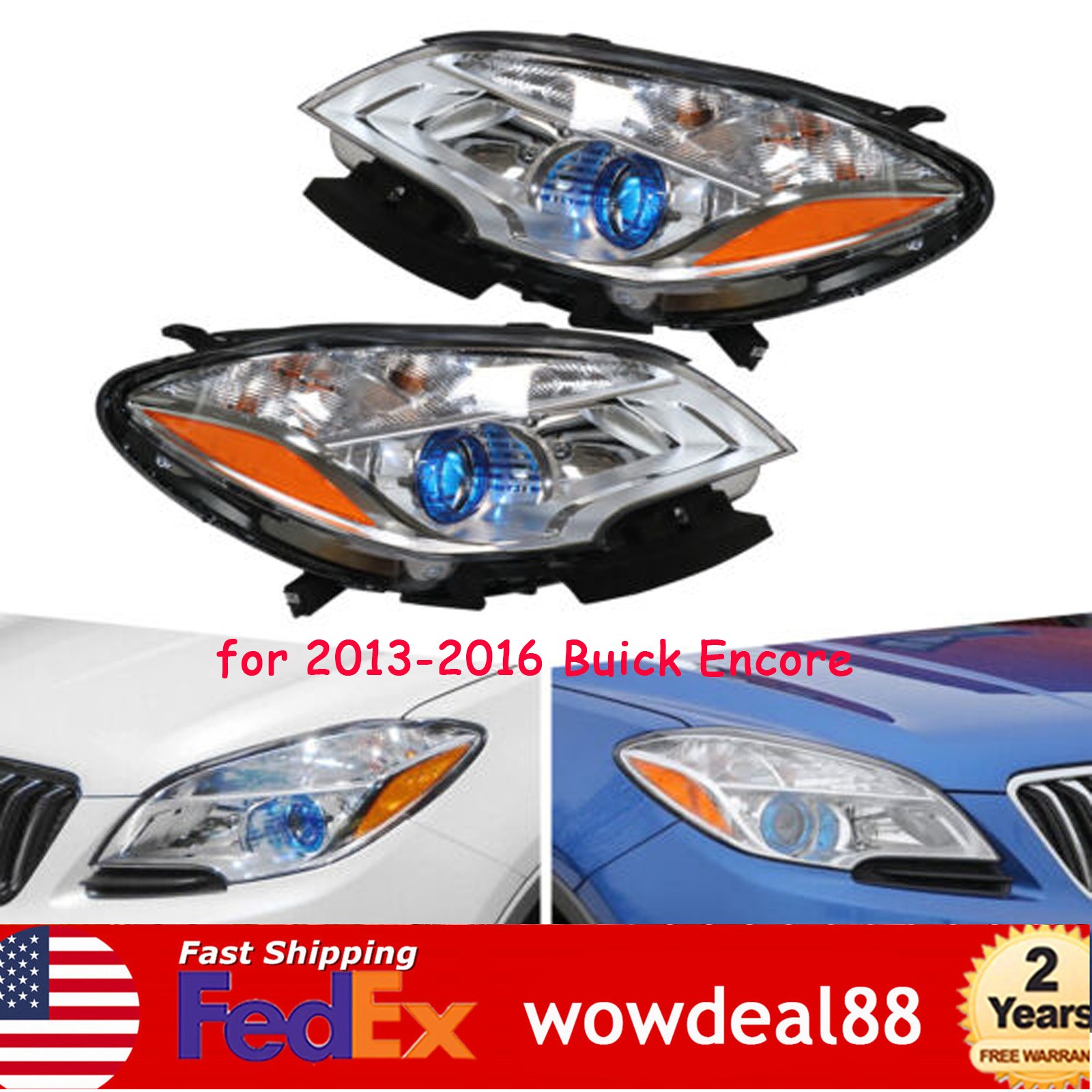 Pair Headlights For 2013-2016 Buick Encore Halogen Left + Right Side ...