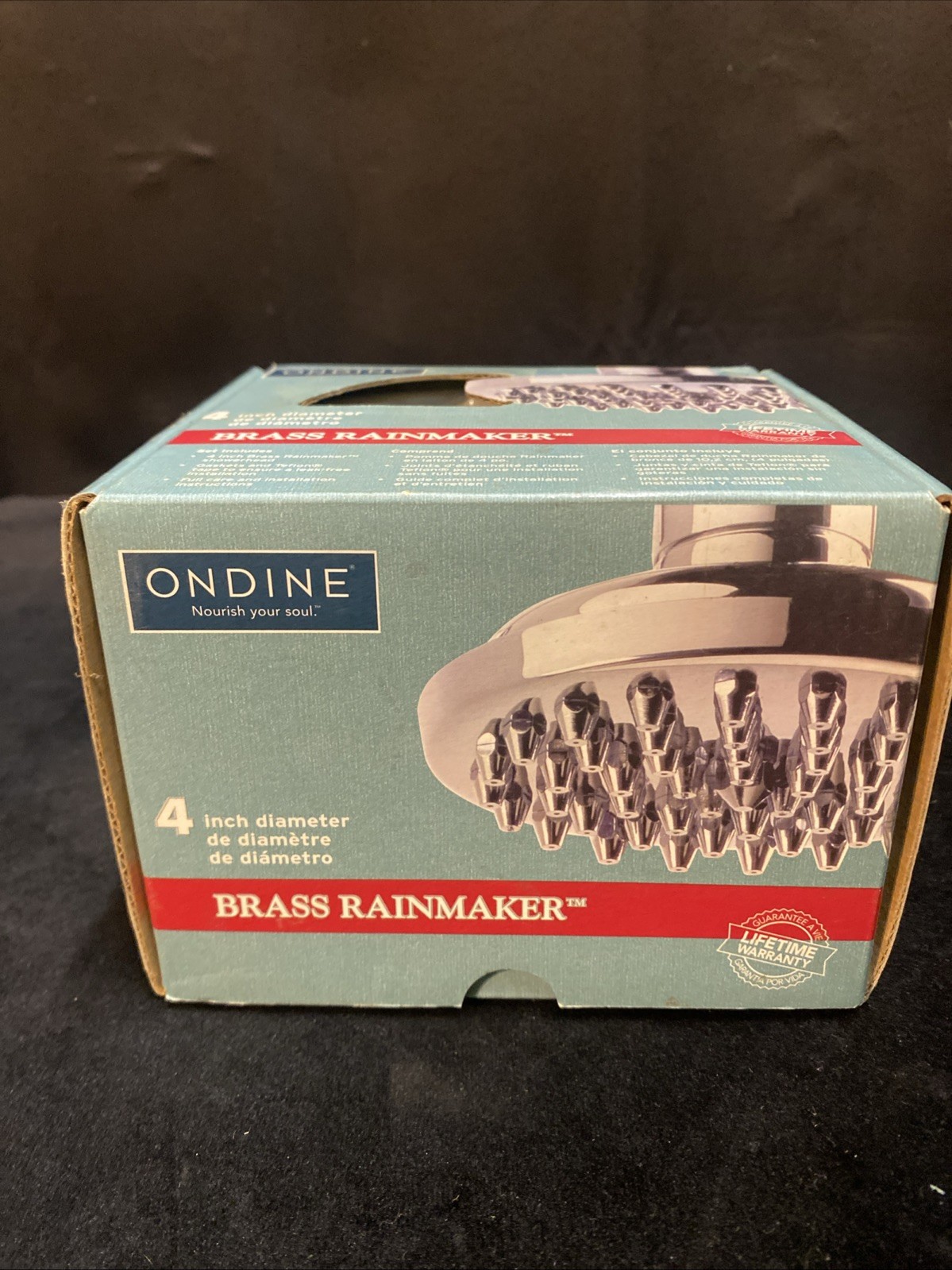 Rainmaker Shower Head Round Brass Ondine 4” NEW IN BOX Full-Body Shower ...