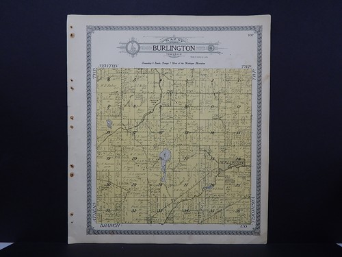 Michigan, Calhoun County Map, 1916 Burlington Township, Turtle Lake J20 ...