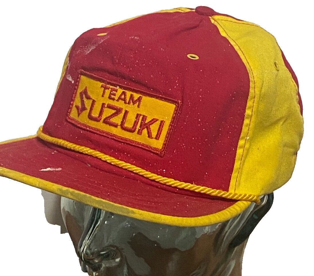 Vintage Suzuki Team Hat Cap Snap Back Red Yellow Dal-… - Gem