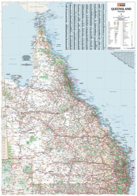 (LAMINATED) QUEENSLAND STATE MAP POSTER (70x100cm) QLD AUSTRALIA WALL ...