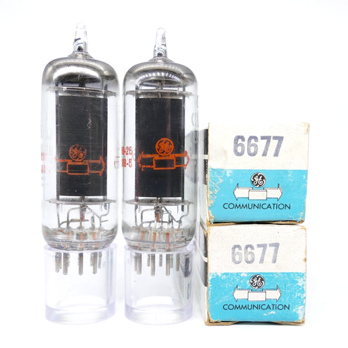 Two GE 6677 6CL6 Tubes NOS NIB Black Plate Matched Const. GM[%]: 91 97 ...