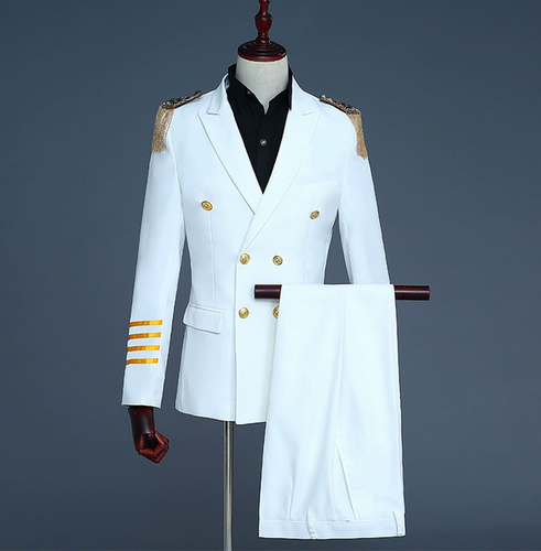 Captain Uniform Military Coat Suit Double-breasted Suit Dress Tassel ...