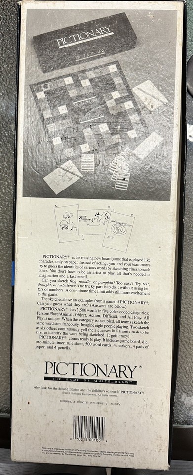 Pictionary, The Game Of Quick Draw. First Edition Vintage 1985 ...