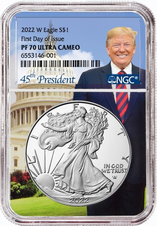 2022 W Silver Eagle Proof NGC PF70 UC First Day Trump Core 10 Pack w ...