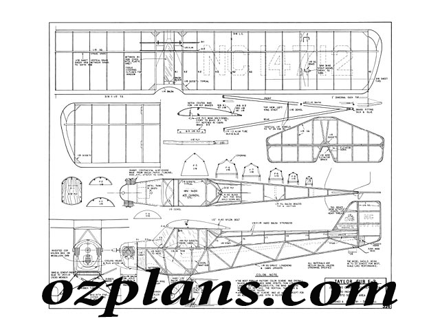 Piper 1935 Taylor Cub E-2 50" WS 1/2A PRINTED RC MODEL AIRPLANE PLANS ...