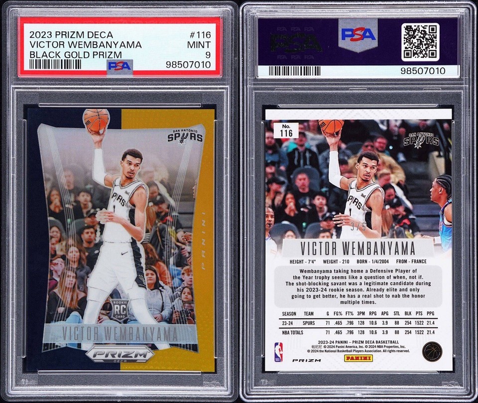 2023 Prizm Deca Victor Wembanyama BLACK GOLD Rookie Card /5 POP 1 | eBay