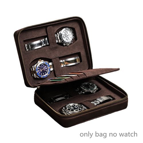 Cowhide Leather Watch Box Roll Bag Travel Storage Case Display Pouch ...