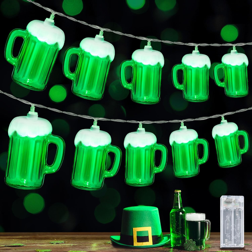St. Patricks Day String Lights Outdoor, Beer String Lights Battery ...