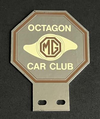 MG OCTAGON CAR CLUB VINTAGE MOTOR CAR BADGE EMBLEM INSIGNIA MGA MGB GT ...