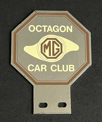MG OCTAGON CAR CLUB VINTAGE MOTOR CAR BADGE EMBLEM INSIGNIA MGA MGB GT ...