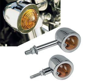 Motorcycle Mini Custom Indicators 23mm Short Stem Chrome with Amber ...