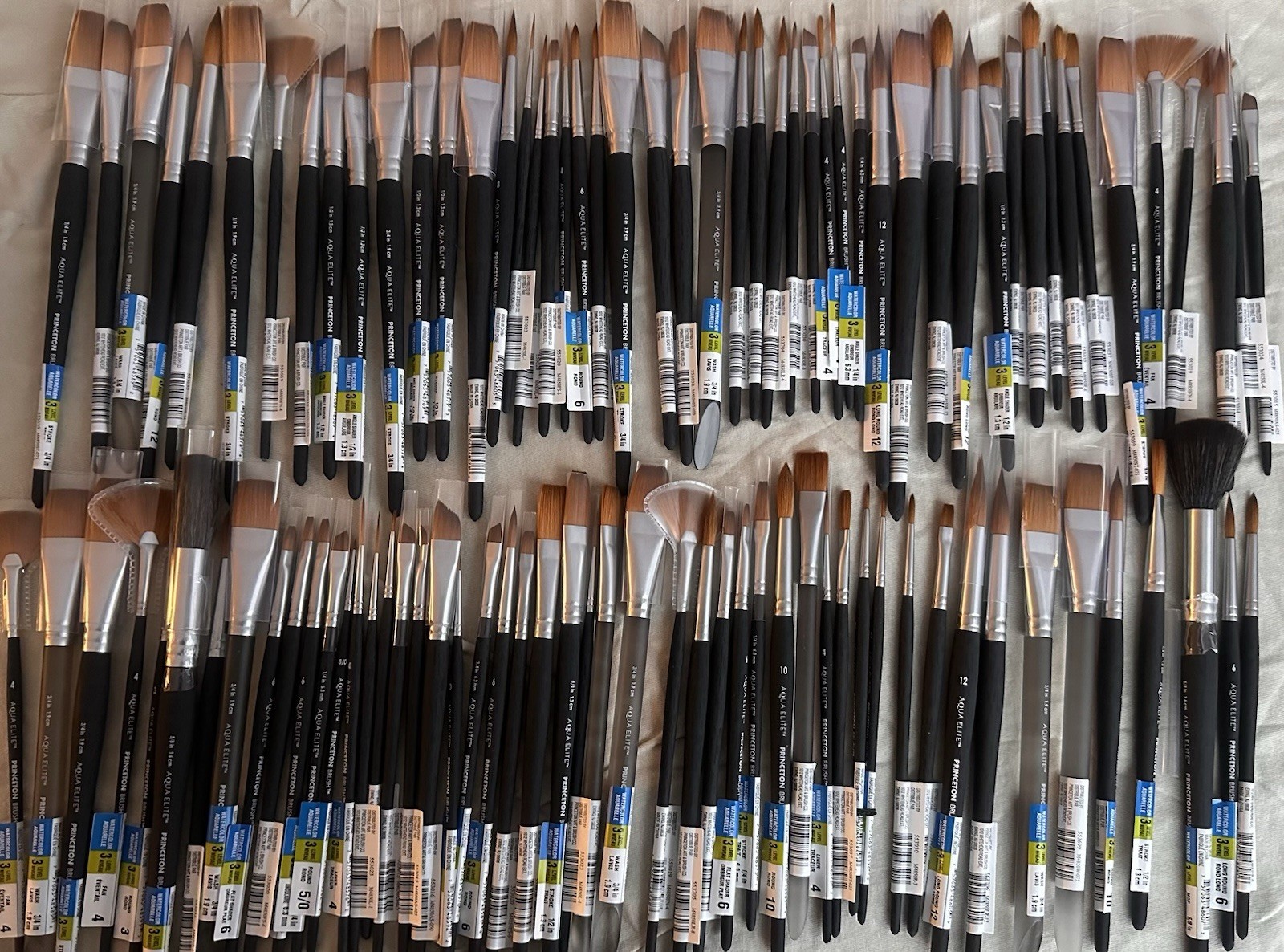 (100) Aqua Elite Princeton Watercolor Paint Brushes - New Synthetic ...