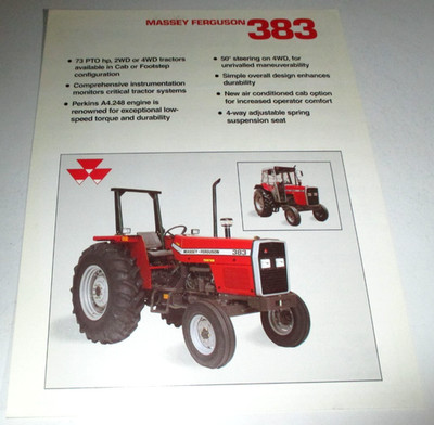 Massey Ferguson MF 383 2WD & 4WD Tractor Sales Brochure / Spec Sheet 6 ...