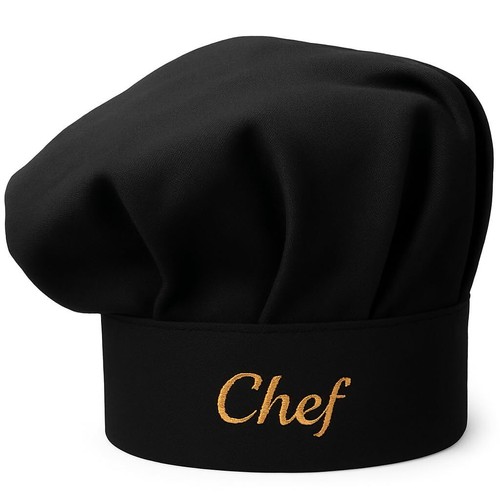 Toque de chef réglable en coton noir anti-fumée pour maison hôtel ...