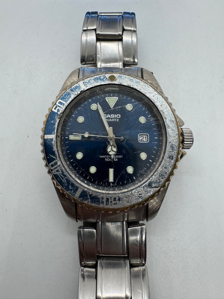 Casio MTD-1010 Module 1346 Vintage Rare WristWatch WR100 Diver Quartz ...