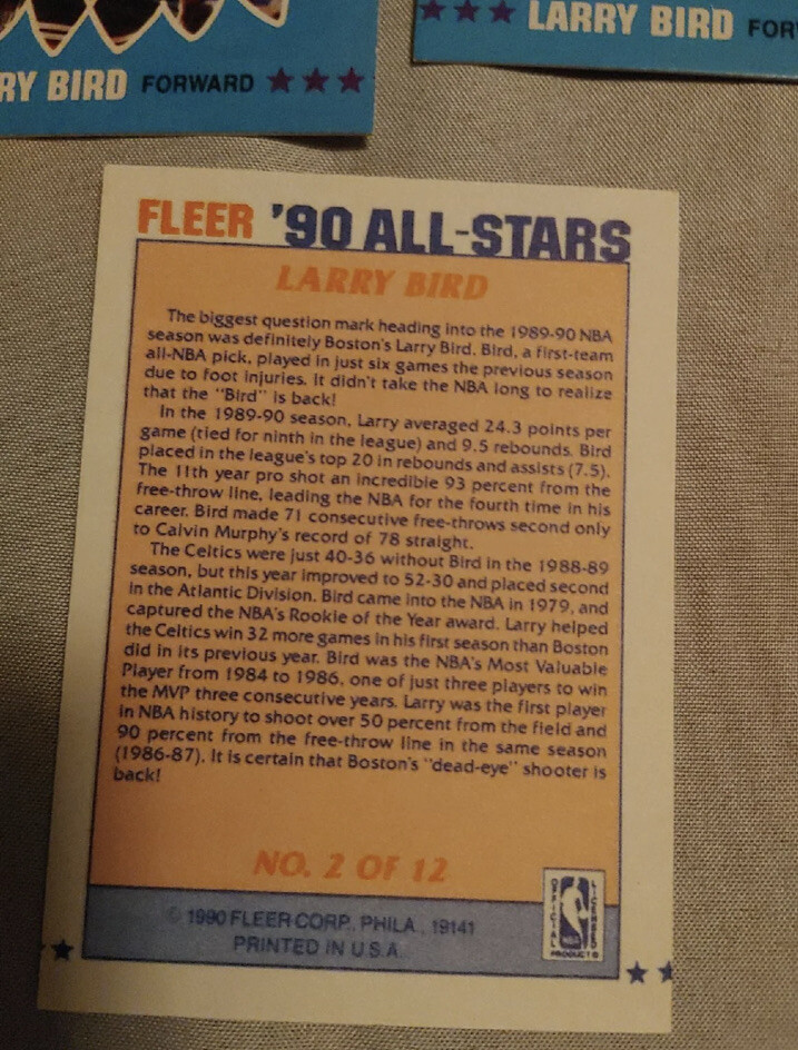 1990-91 Fleer - All-Stars Larry Bird #2 for sale online | eBay