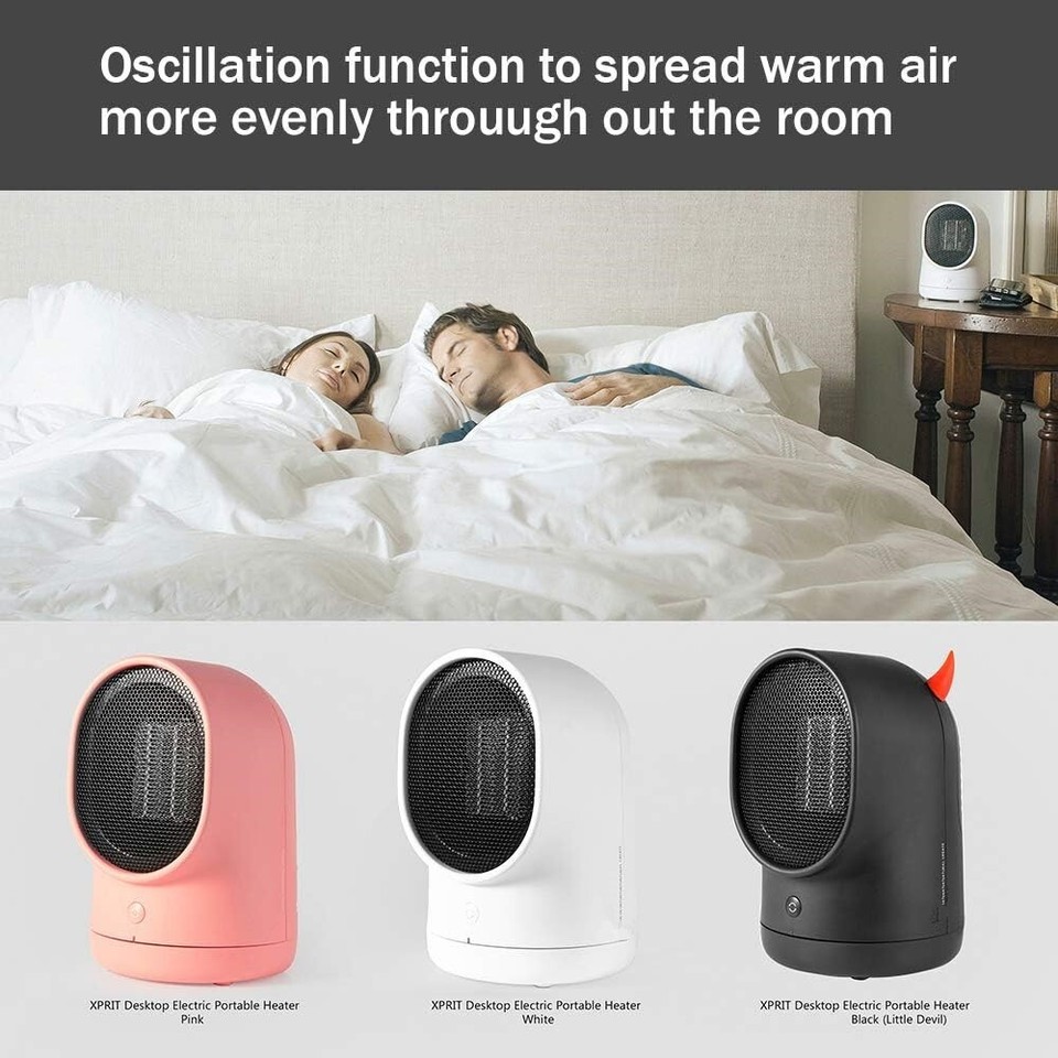 Desktop Space Heater Cute Design Ceramic Heater w/Auto Oscillating ...