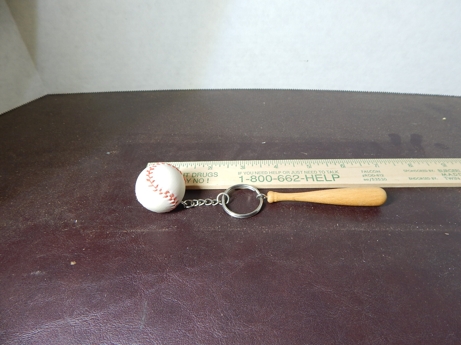 Vtg Wood Baseball Bat And Leather Like Ball Sports Keychain Keyring FOB ...