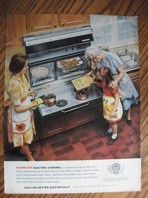 1965 VTG Original Magazine Ad Electric Companies Flameless Electric ...
