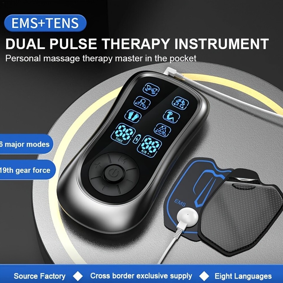Dual Channel TENS & EMS Unit Muscle Stimulator Machine Electric Pulse ...