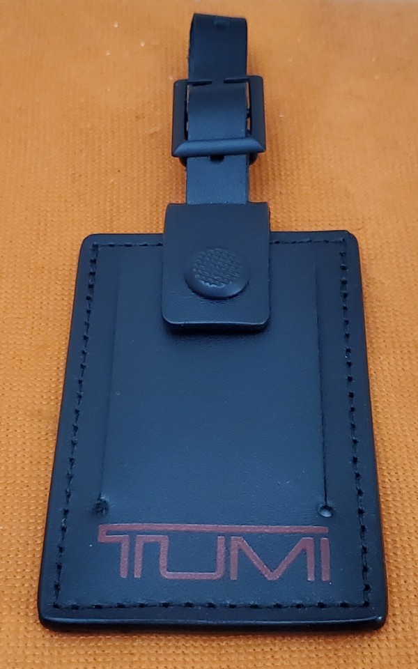 New Tumi T-Pass Black Leather Luggage Name Tag with Buckle | eBay