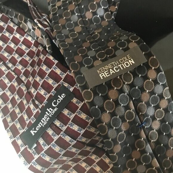 Kenneth Cole Tie Geometric Abstract Black Silver Blue Mens Mans Red ...