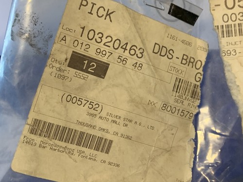 NOS 1 PC ONLY Genuine Mercedes Oil Cooler Line Seal 0129975648 / 012 ...