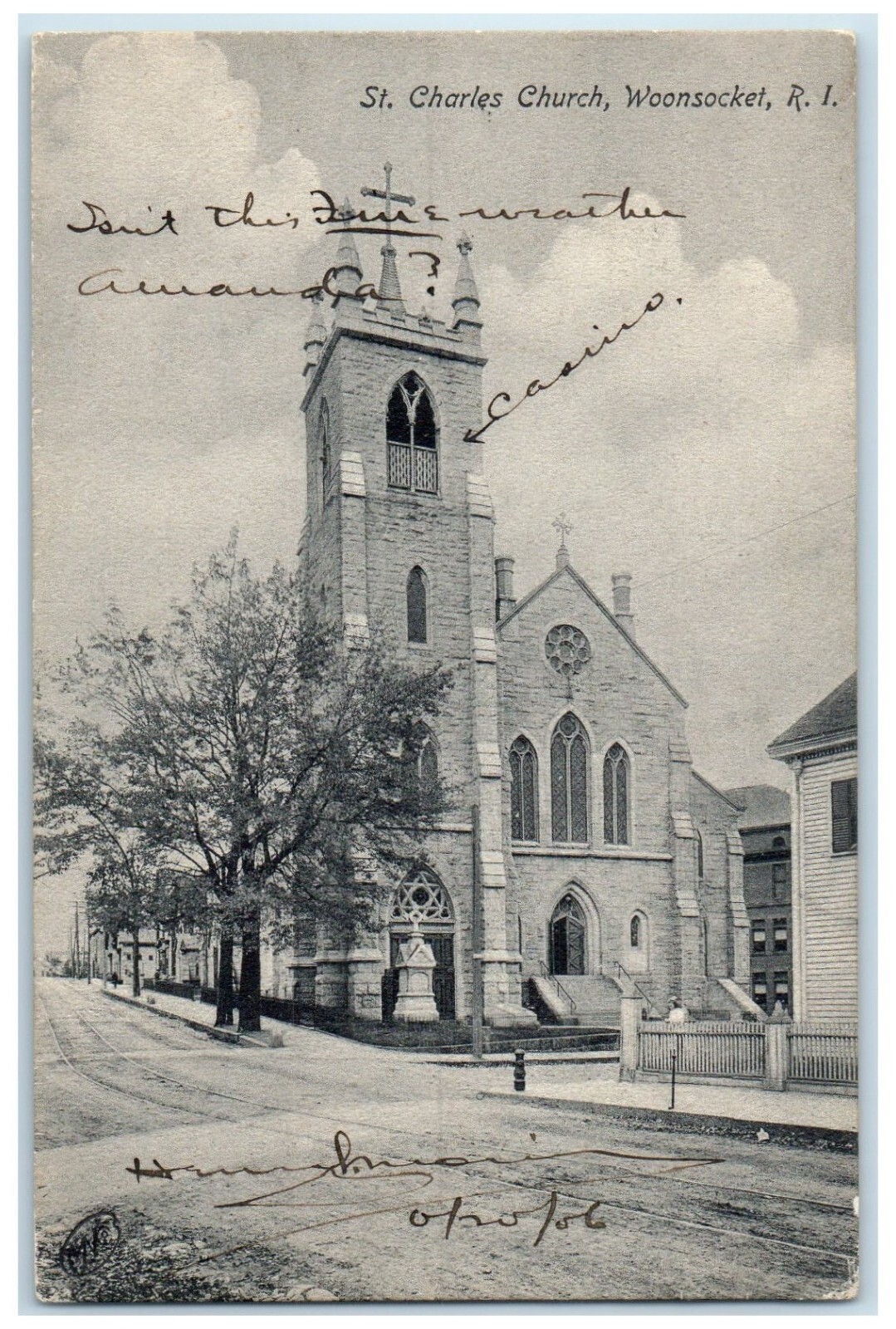 1906 St. Charles Church Chapel Exterior Woonsocket Rhode Island Vintage ...