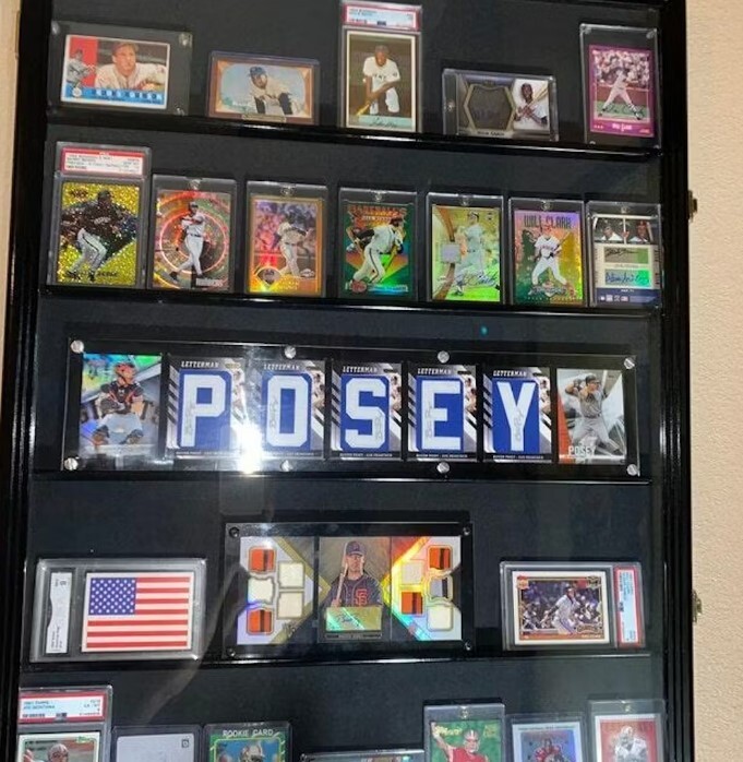 Graded Trading Card Display Case 35 Sport Baseball Football Black Wood ...