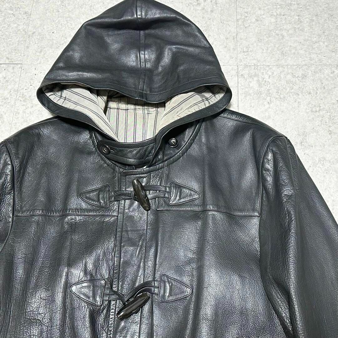 Comme Des Garcons Homme Leather Duffel Coat Black 1980s Comme Des Garcons Homme Leather Duffel Coat Black 1980s