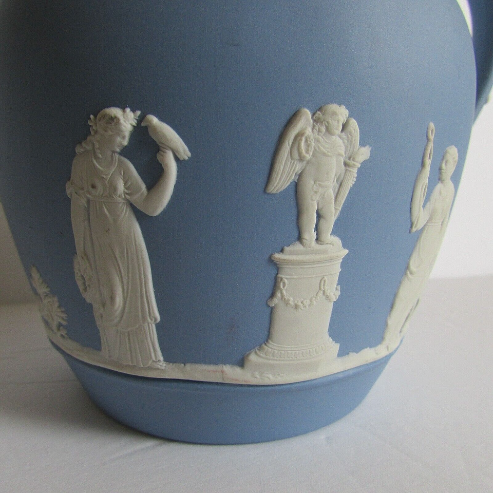 Vintage Wedgewood Blue Jasperware Miniature Pitcher Jug Neoclassical ...
